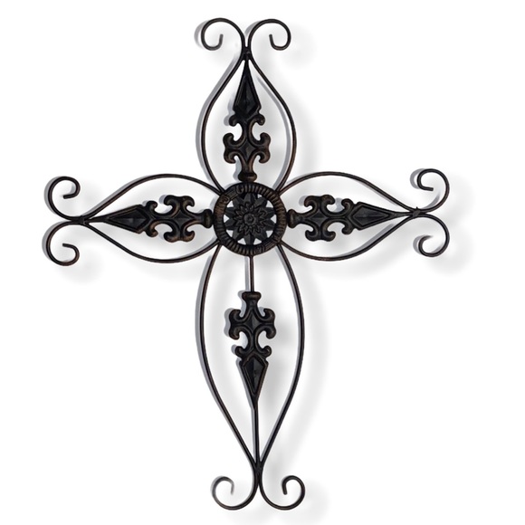Wall Decor | Rustic Metal Scroll Cross Wall Plaque | Poshmark